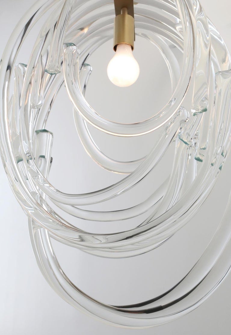 Glass Brass Lasso 1.0 Light Pendant For Sale at 1stDibs