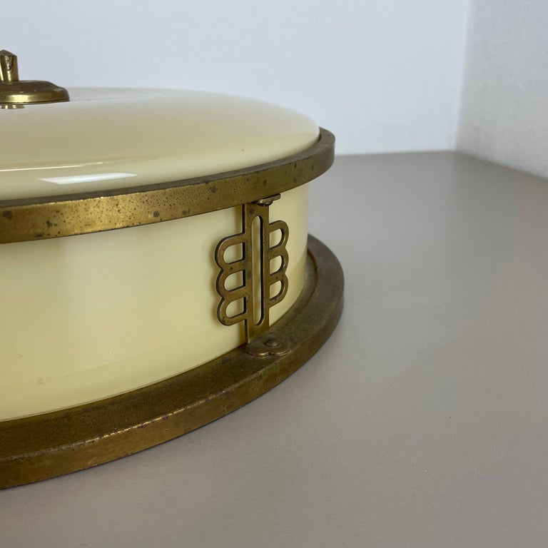 Glass + Brass Italian Stilnovo Style Wall Ceiling Light Flushmount ...