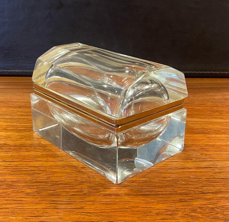 Glass and Brass Lidded Trinket Box For Sale at 1stDibs