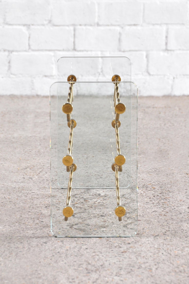 Glass and Brass Wine Rack by David Lange, France 1970's For Sale at 1stDibs