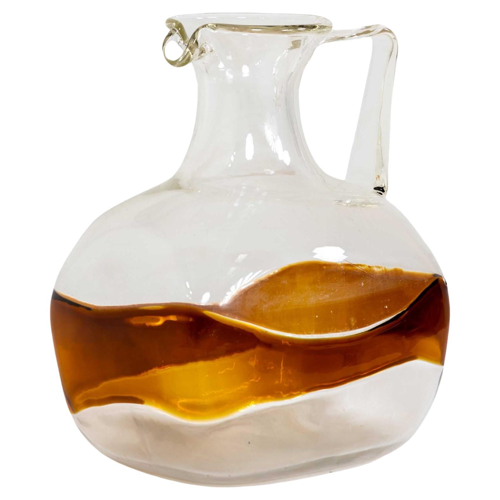 Glass Carafe with Amber Inclusion, Attributed to Mazzega, Italy, 1970s ...