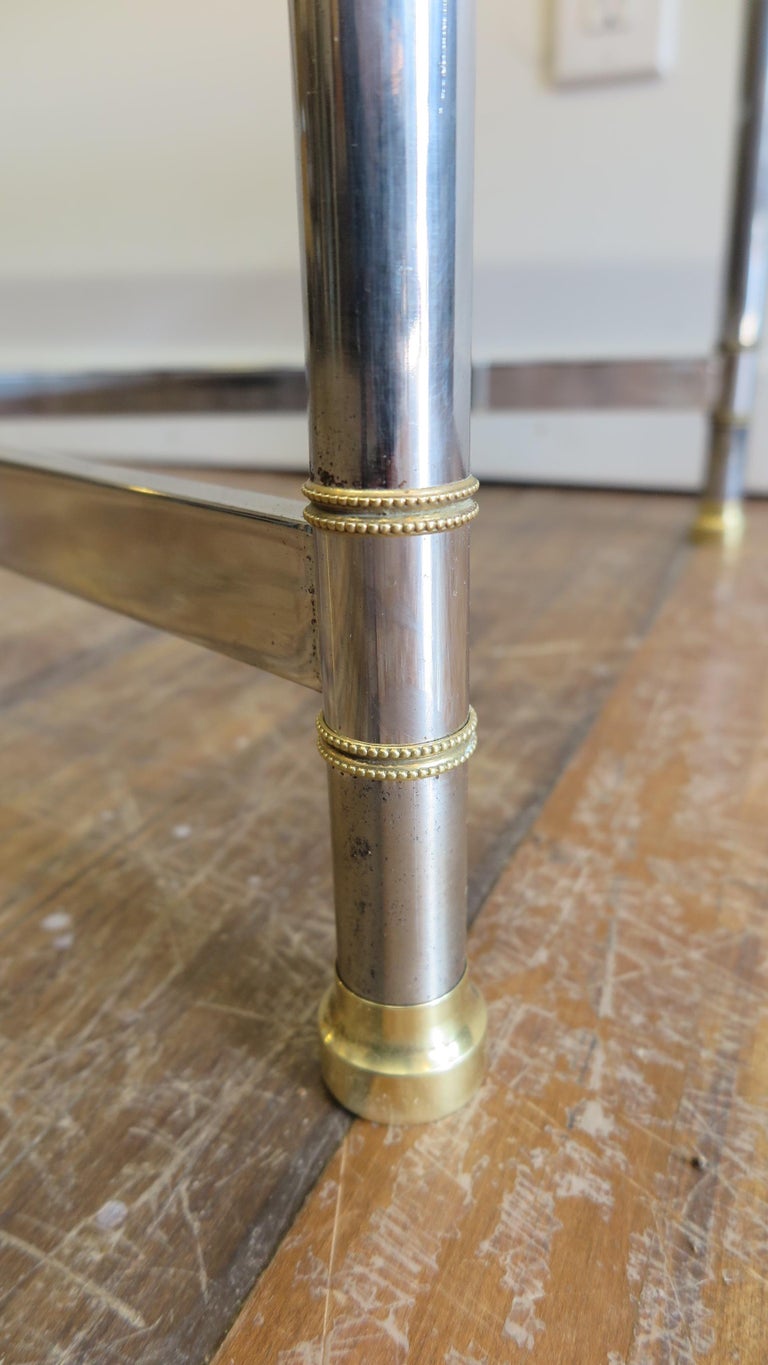 Glass Chrome and Brass Rectangular Cocktail Table Maison Jansen at 1stDibs