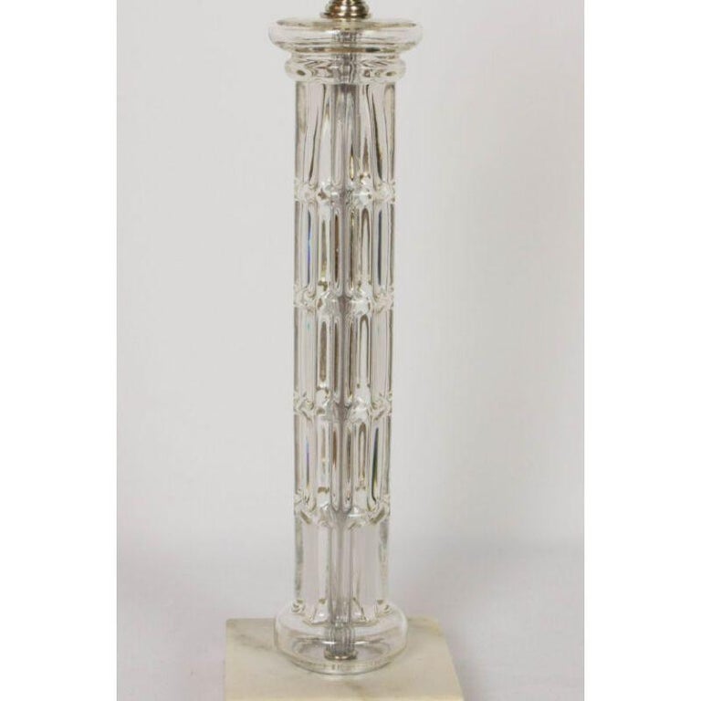 Glass Column Lamp with White Marble Base For Sale at 1stDibs