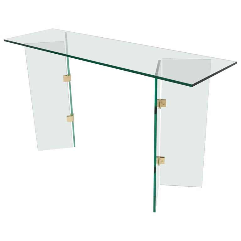 Glass Console Table in the Style of Pace Collection For Sale at 1stDibs