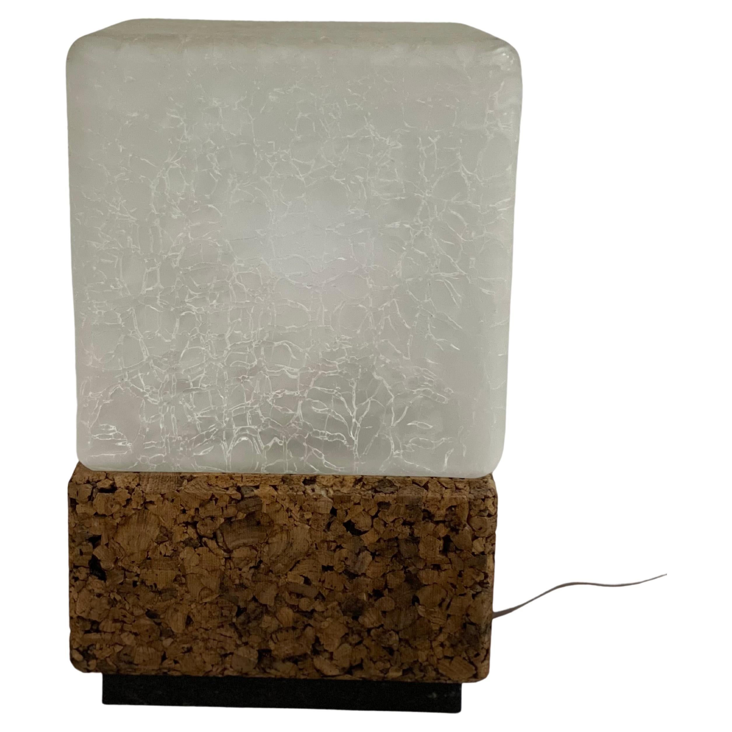 Glass Cube Light with Cork Bottom at 1stDibs