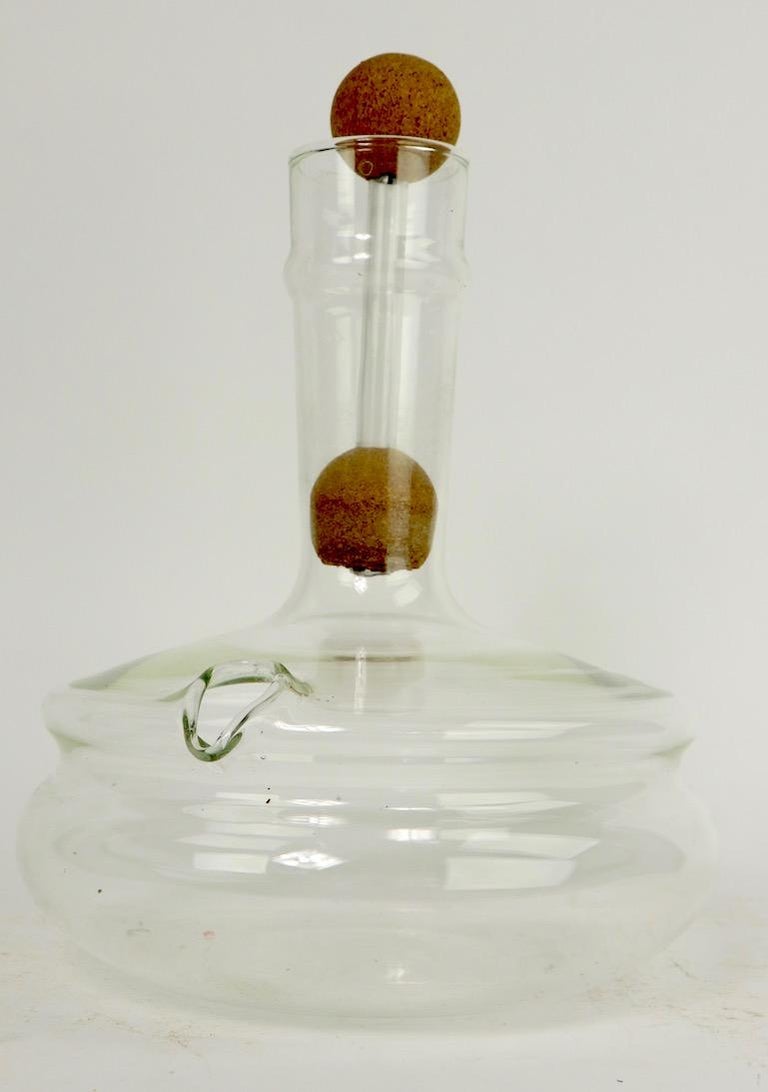 Glass Decanter with Cork Barbell Stopper Possibly Pyrex or Schott For ...