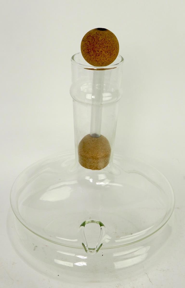 Glass Decanter with Cork Barbell Stopper Possibly Pyrex or Schott For ...