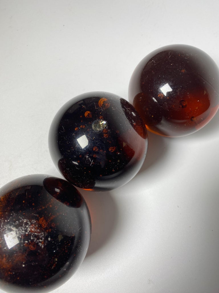 Glass Decorative Balls, Brown Color, France 1970, Set of 3 For Sale at ...