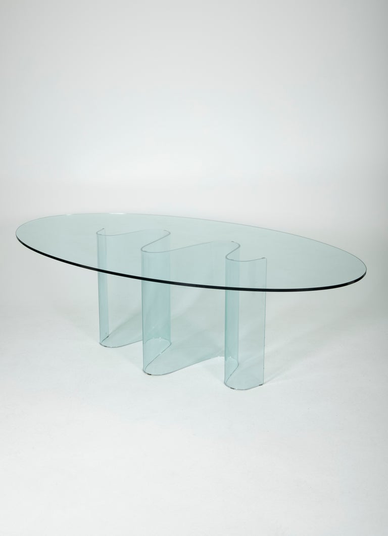Glass Dining Table, 1980s For Sale at 1stDibs