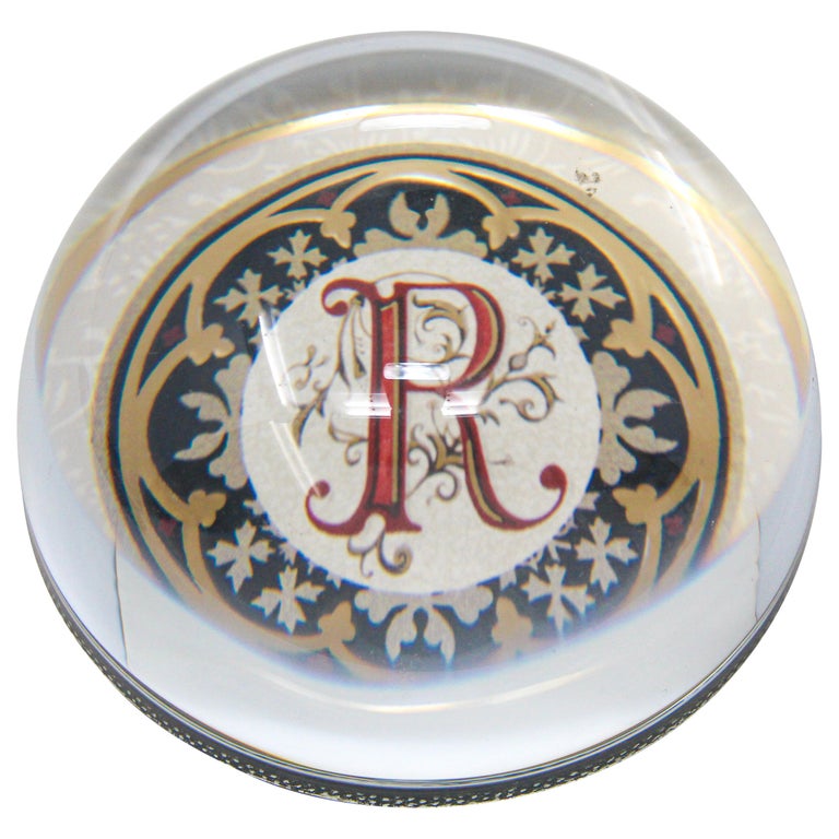Glass Dome Crystal Paperweight Punch Studio Made in France Monogramed ...