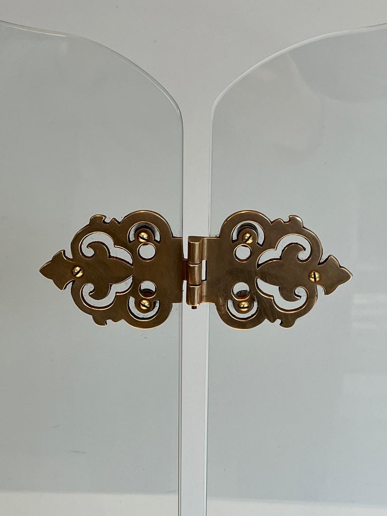 Glass Fireplace Screen with Bronze Hinges For Sale at 1stDibs