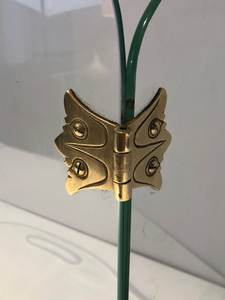 Glass Fireplace Screen with Bronze Hinges For Sale at 1stDibs