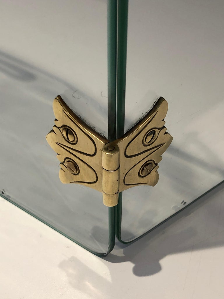 Glass Fireplace Screen with Bronze Hinges For Sale at 1stDibs
