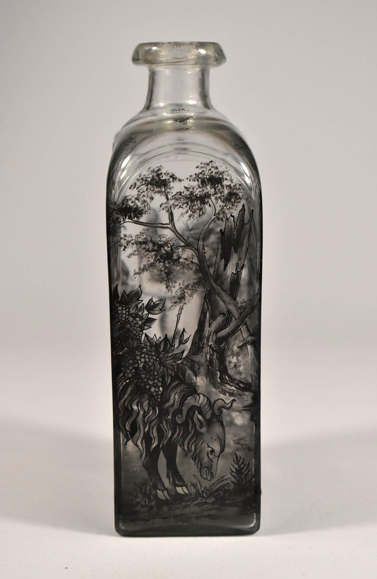 Glass Flask, Painted – Bacchus -Schwarzlot 'Ignac Preisler?18th Century ...