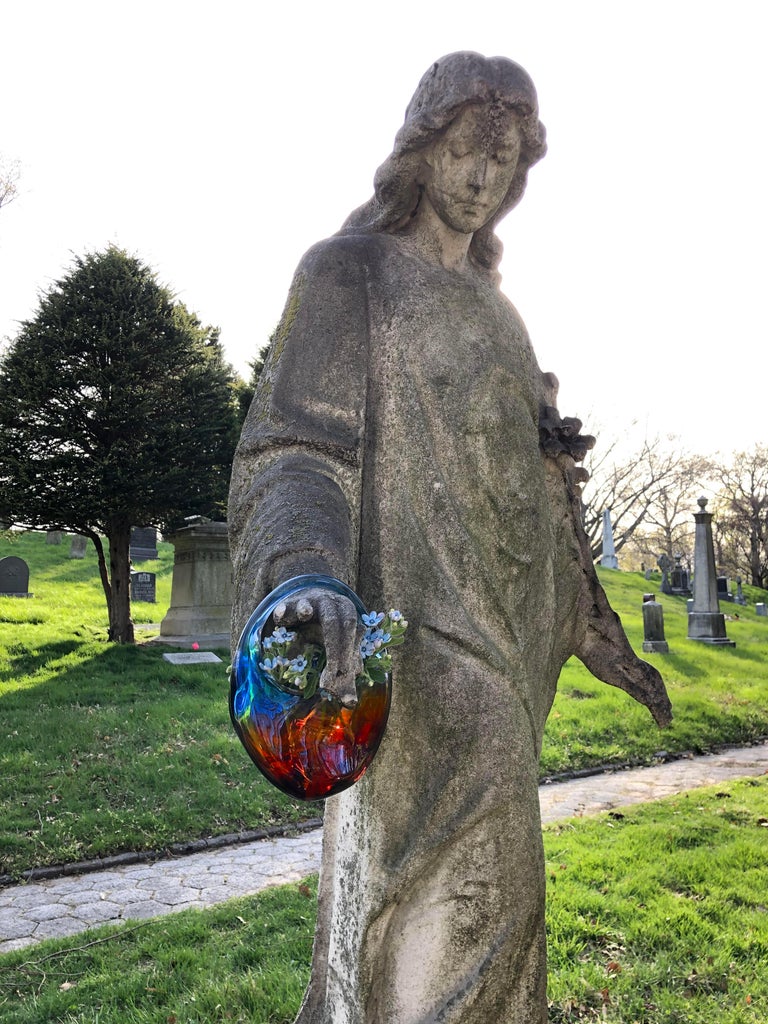 Glass Handbag with Blue and Amber Fade by Raiffe For Sale at 1stDibs