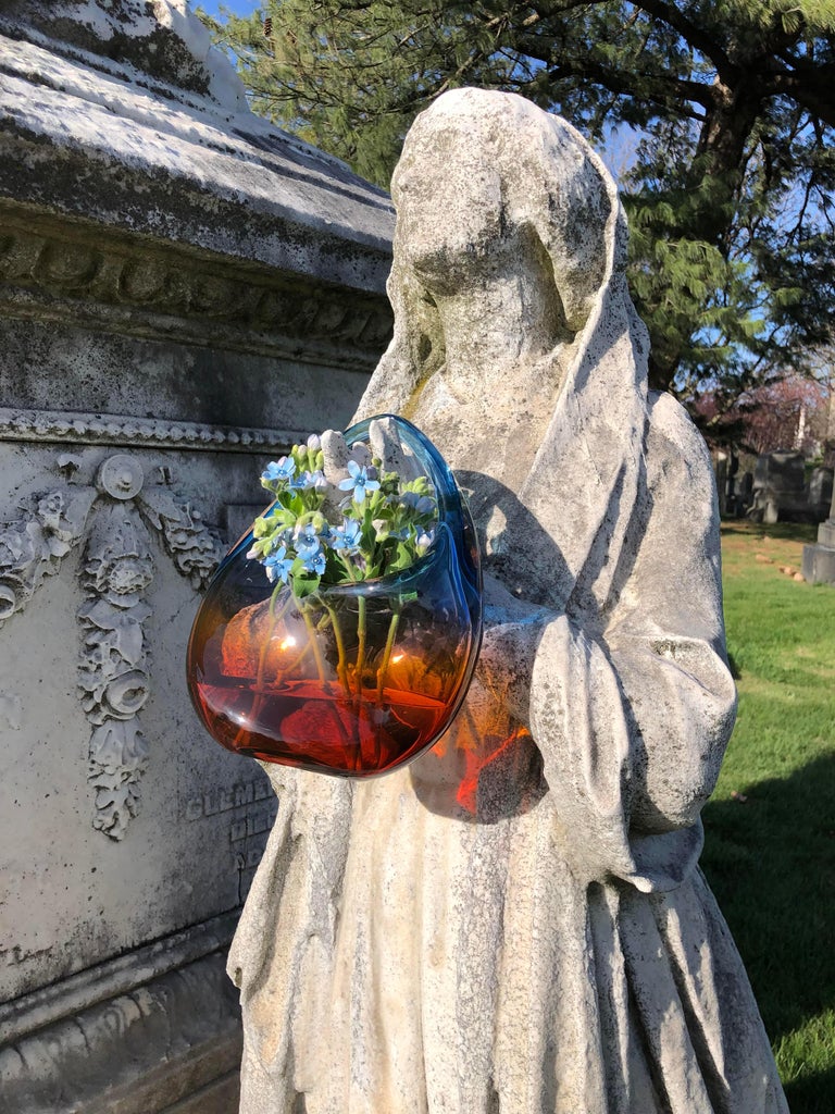 Glass Handbag with Blue and Amber Fade by Raiffe For Sale at 1stDibs