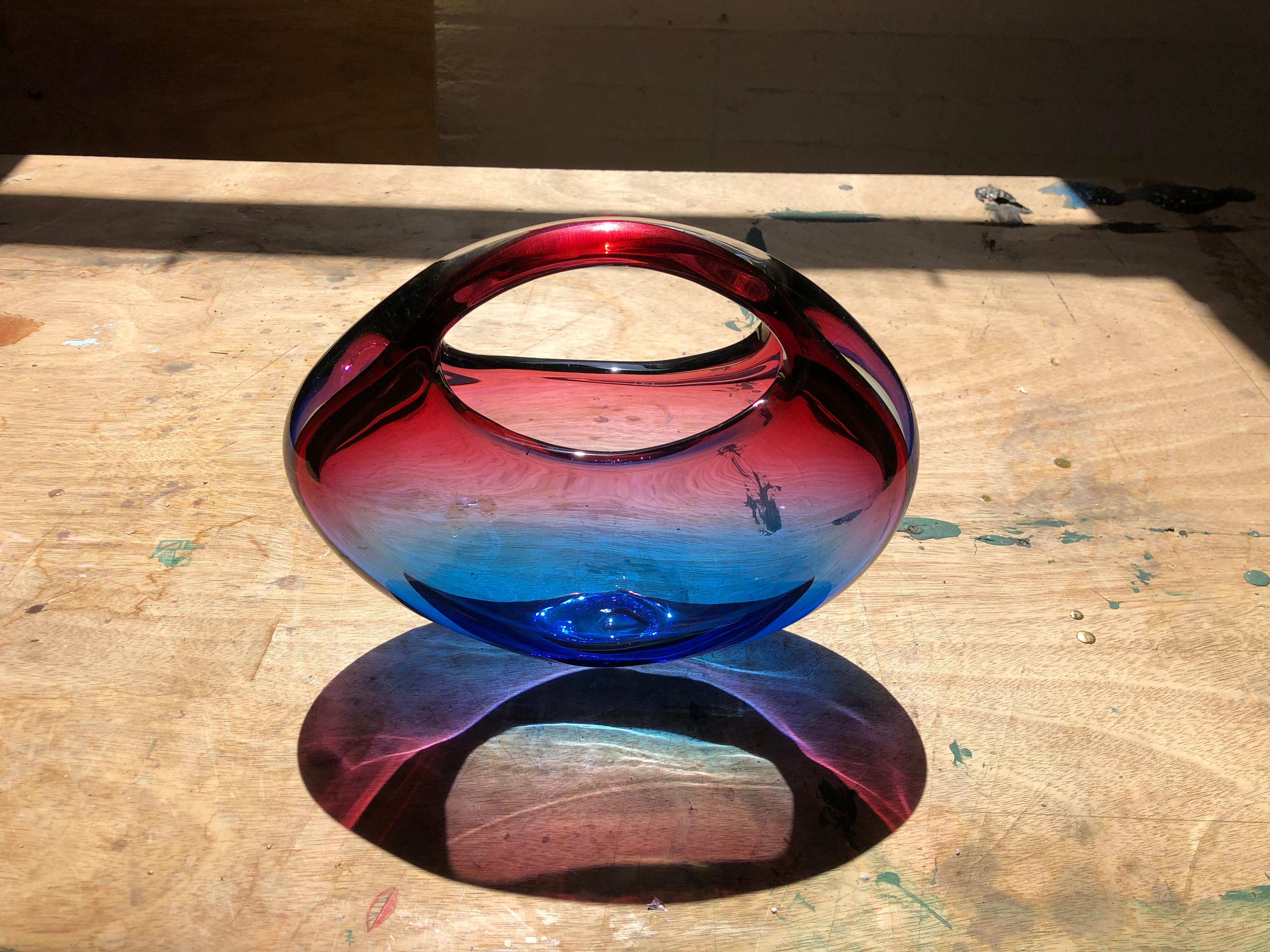 Glass Handbag with Blue and Fuchsia Fade by Raiffe For Sale at 1stDibs ...