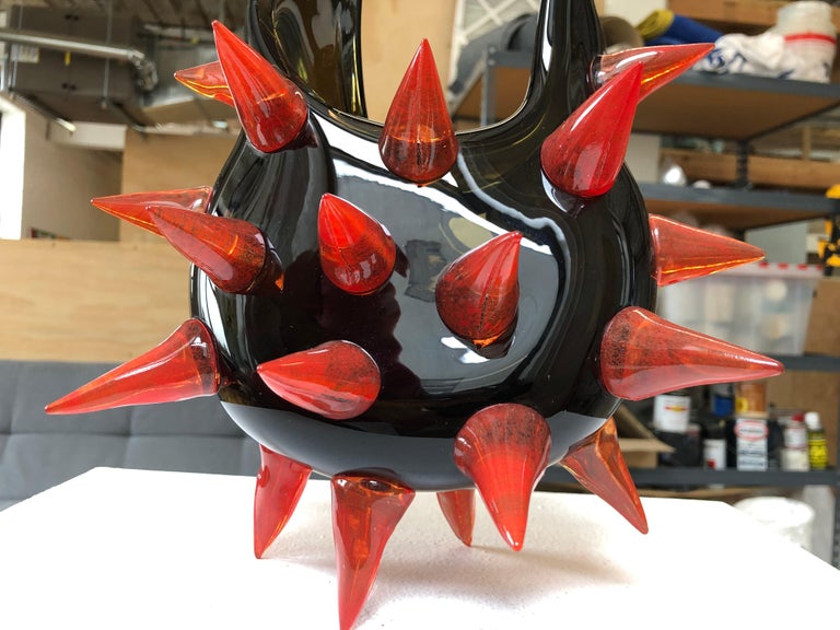 Glass Handbag with Red Spikes by Raiffe For Sale at 1stDibs