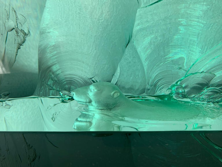 Glass Iceberg Polar Bear Sculpture at 1stDibs | polar bear on iceberg