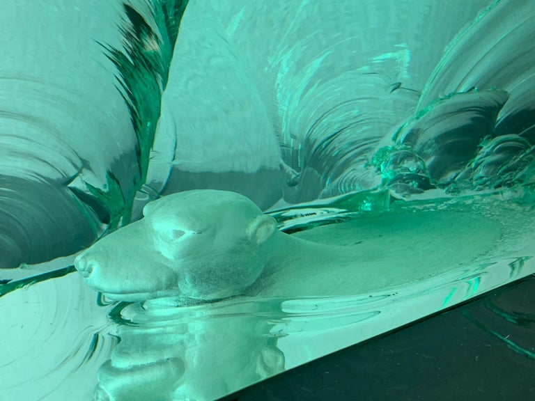 Glass Iceberg Polar Bear Sculpture at 1stDibs | polar bear on iceberg