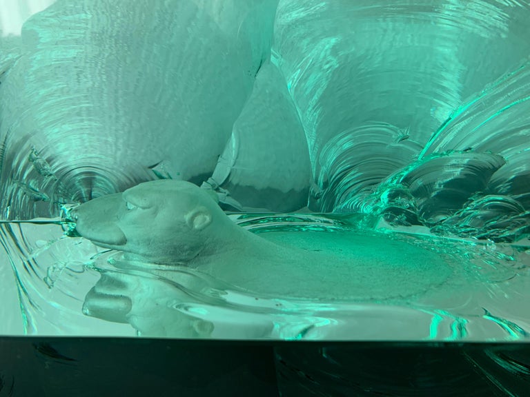 Glass Iceberg Polar Bear Sculpture at 1stDibs | polar bear on iceberg