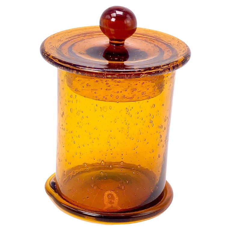 Glass Jar Box Bottle, Biot Production, in Brown Color, France 1970 For ...