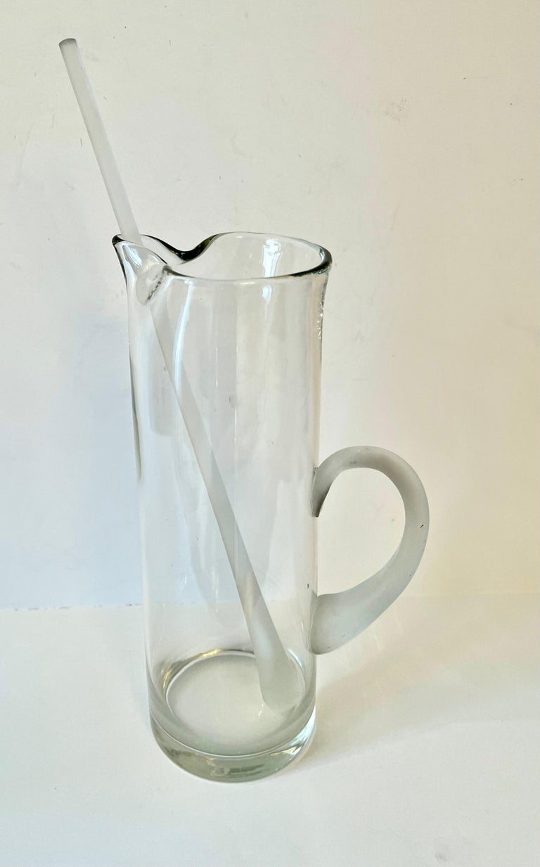 Glass Martini Pitcher with Frosted Handle and Stirrer For Sale at 1stDibs