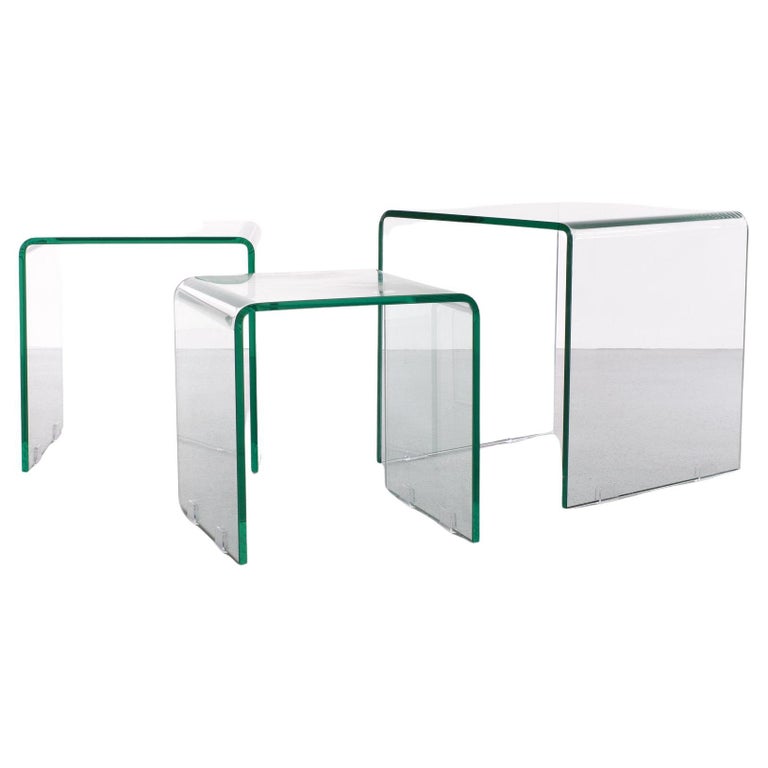 Glass Nesting Tables Italy 1980s For Sale at 1stDibs
