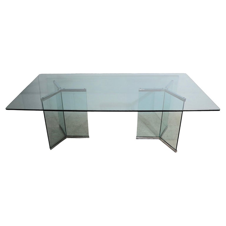 Glass on Glass Dining Table by Irving Rosen for The Pace Collection, C ...