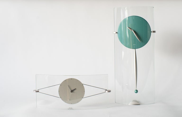 Glass Pendulum Clock Takashi Kato Postmodern, 1980s Japanese Design For Sale at 1stDibs