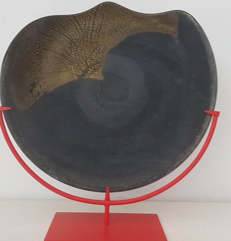 Glass Plate on Stand Signed Barbini For Sale at 1stDibs