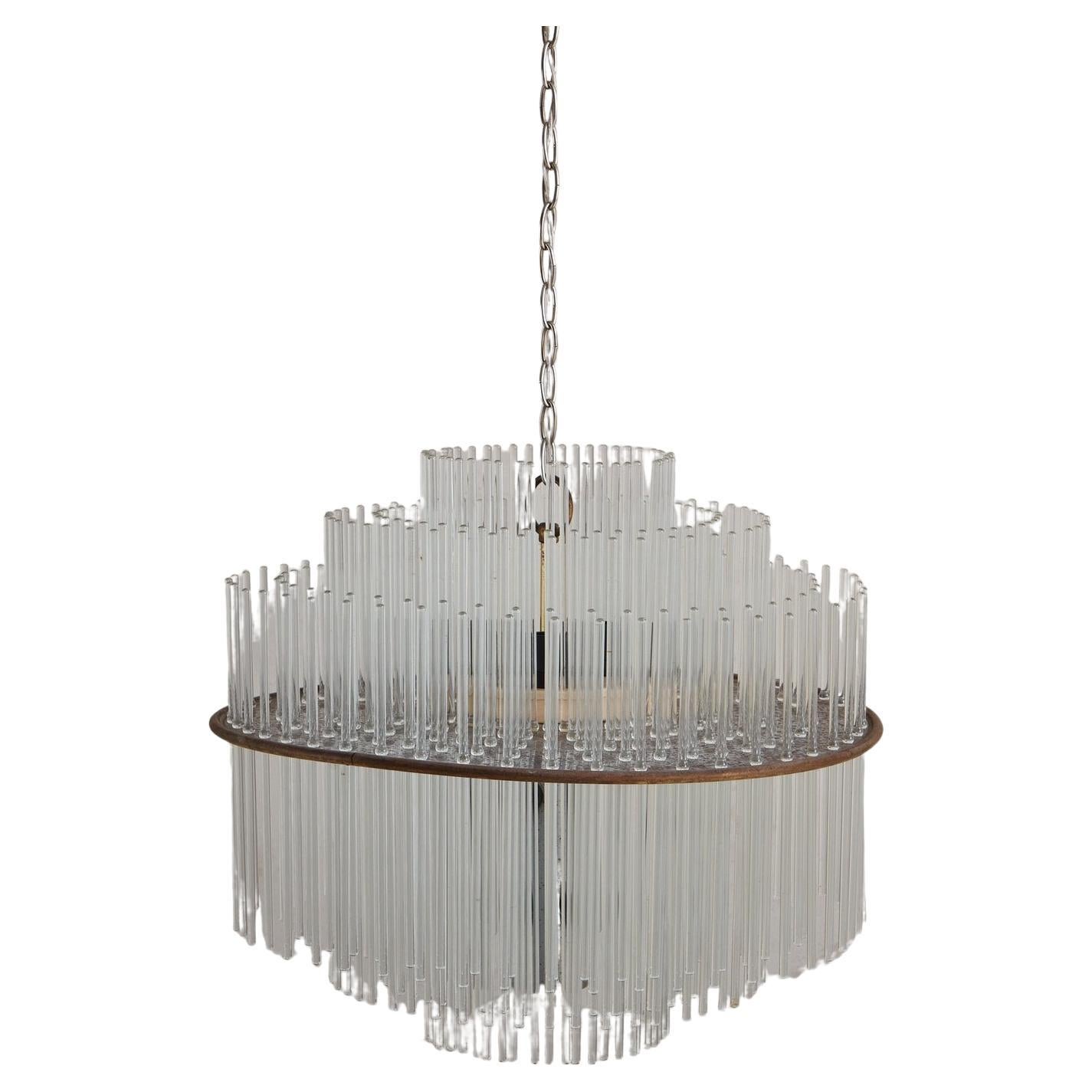 Lightolier Glass Rods 'Radiance' Ten Lights Chandelier , 1980s , USA ...