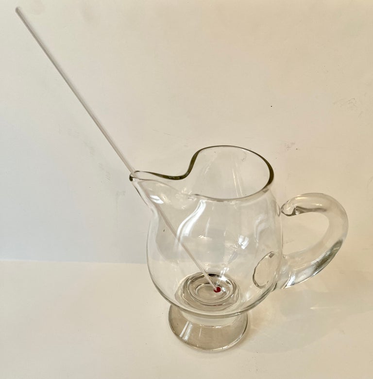Glass Rounded Martini Pitcher with Stirrer For Sale at 1stDibs