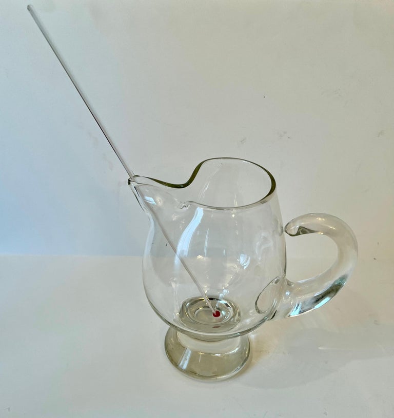 Glass Rounded Martini Pitcher with Stirrer For Sale at 1stDibs