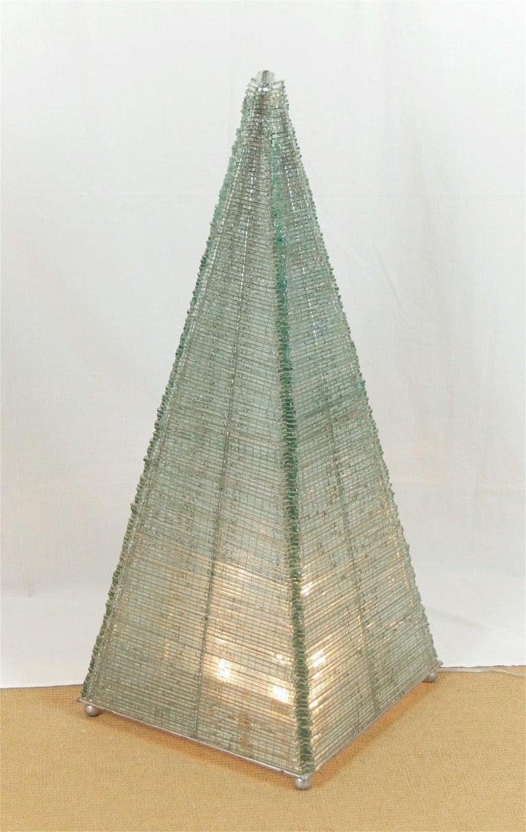 Glass Sculptural Pyramid Light For Sale at 1stDibs | glass pyramid light