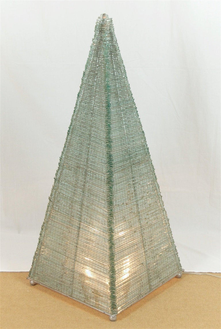 Glass Sculptural Pyramid Light For Sale at 1stDibs | glass pyramid light