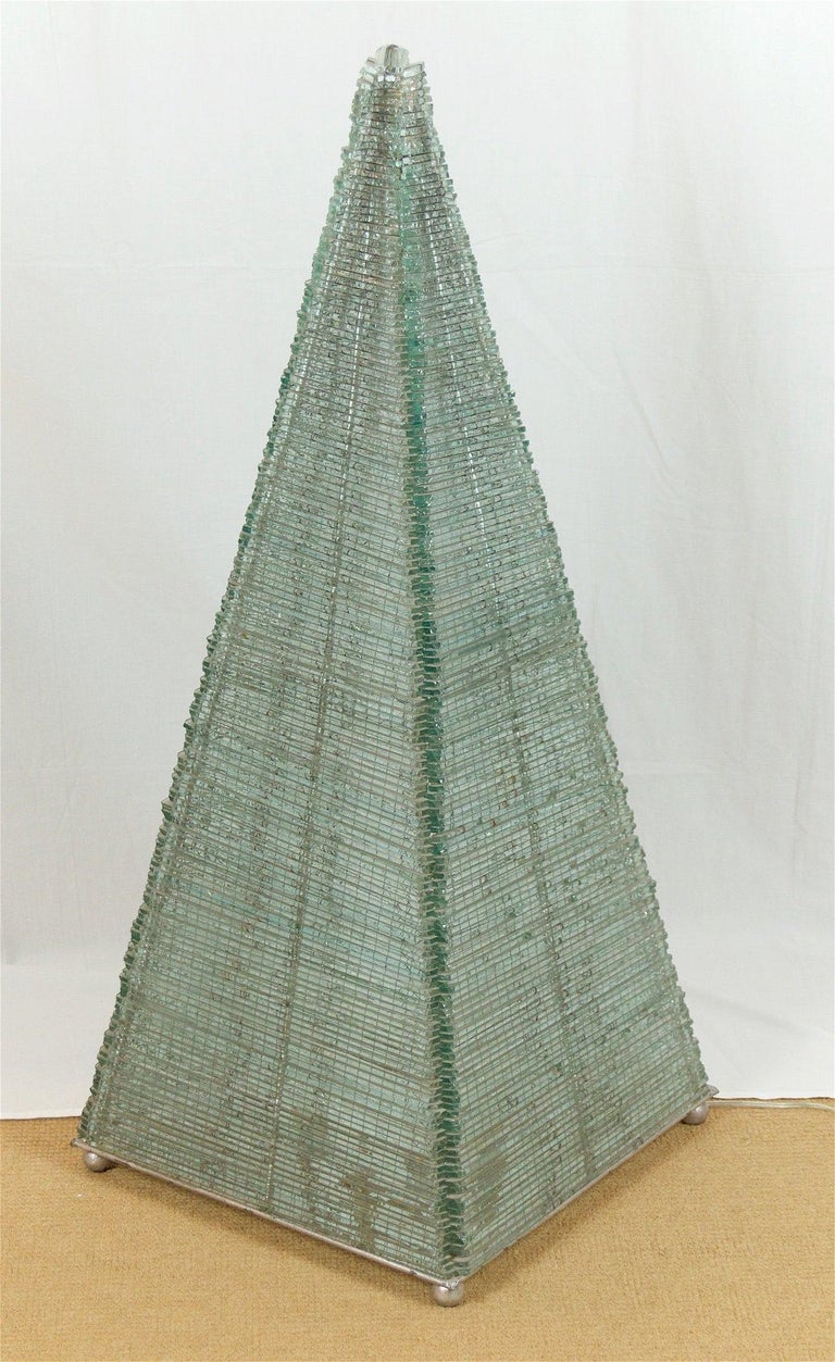 Glass Sculptural Pyramid Light For Sale at 1stDibs | glass pyramid light