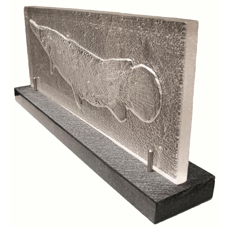 Glass Sculpture, Cast from 50 Million Year Old Eocene Era Fossil Fish ...