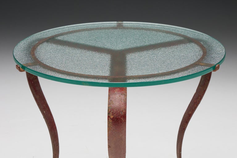 Glass and Steel Coffee Table by René Drouet, 1940s For Sale at 1stDibs
