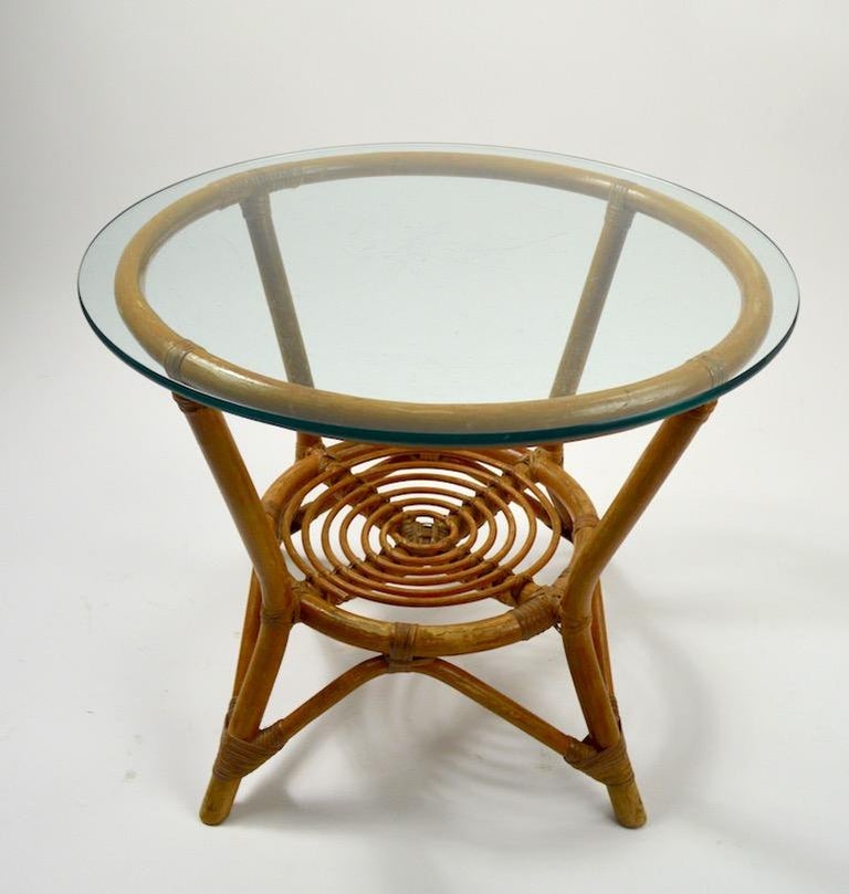 Glass Top Bamboo Table at 1stDibs | bamboo table with glass top, bamboo ...