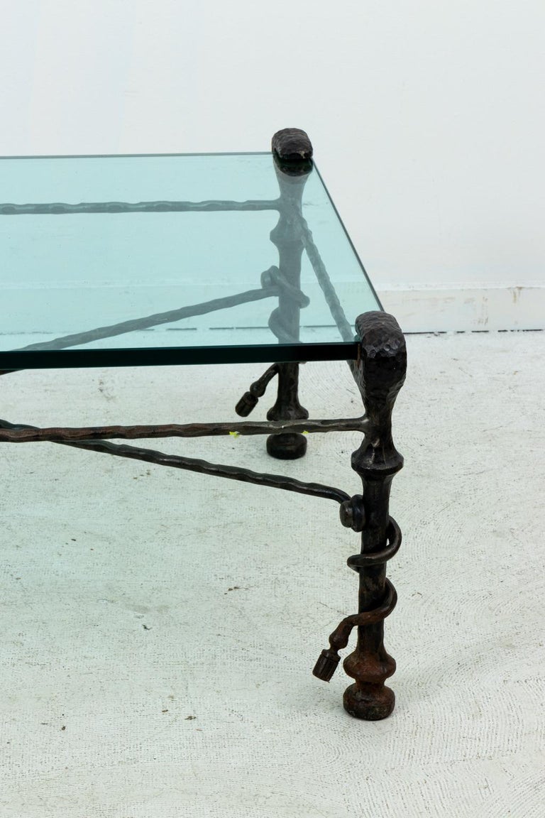 Glass Top Coffee Table in the Manner of Alberto Giacometti at 1stDibs ...
