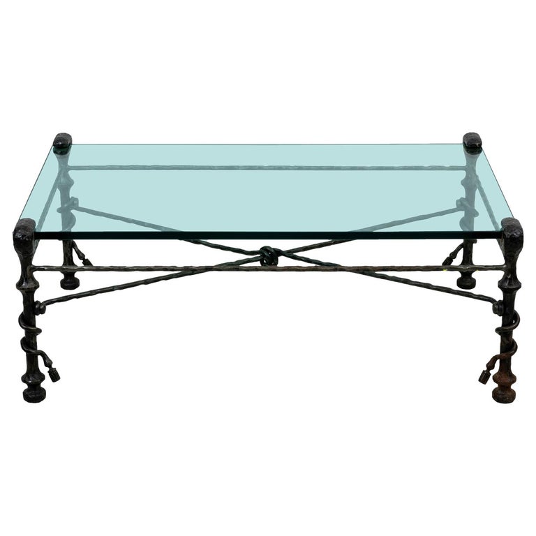 Glass Top Coffee Table in the Manner of Alberto Giacometti at 1stDibs ...