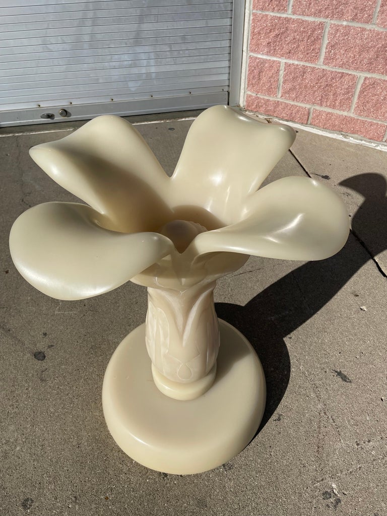 Glass Top Dining Table with Sculptural Floral Base by Artist Masatoyo ...