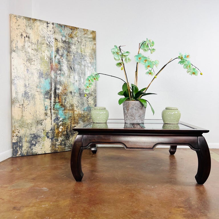 Glass Top Ming Style Coffee Table For Sale at 1stDibs