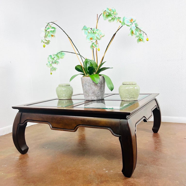 Glass Top Ming Style Coffee Table For Sale at 1stDibs