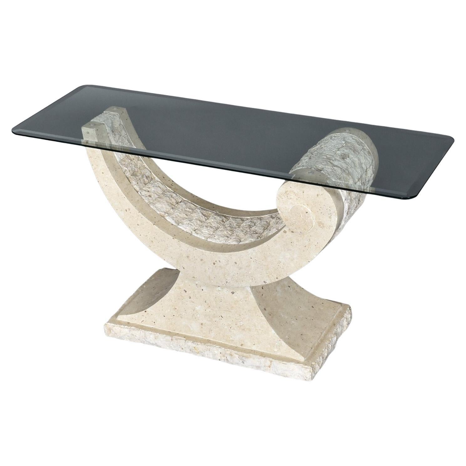 Art Deco Style Sculptural Post Modern Arched Tessellated Stone Cocktail ...