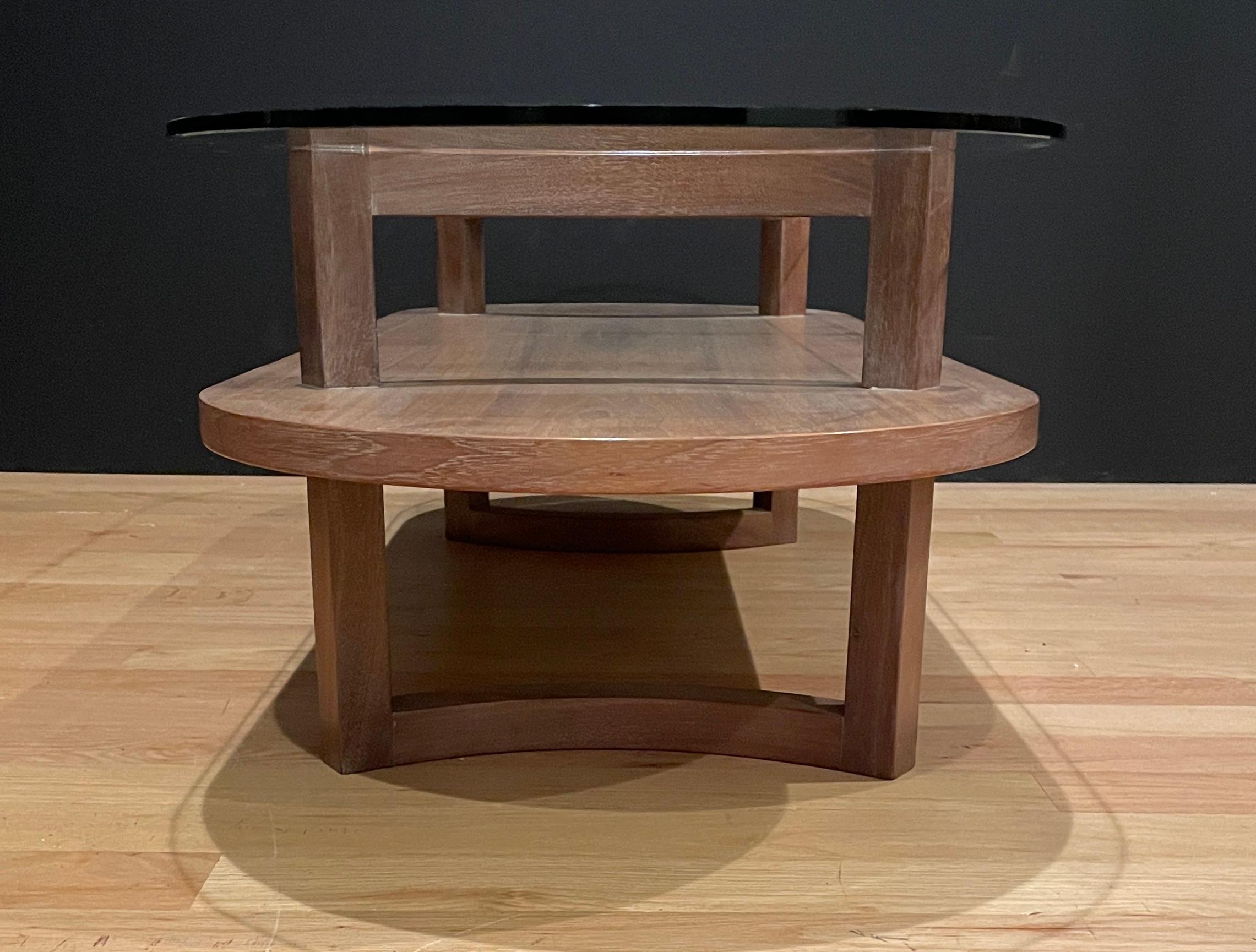 Glass Top Two Tier Modern Coffee Table at 1stDibs