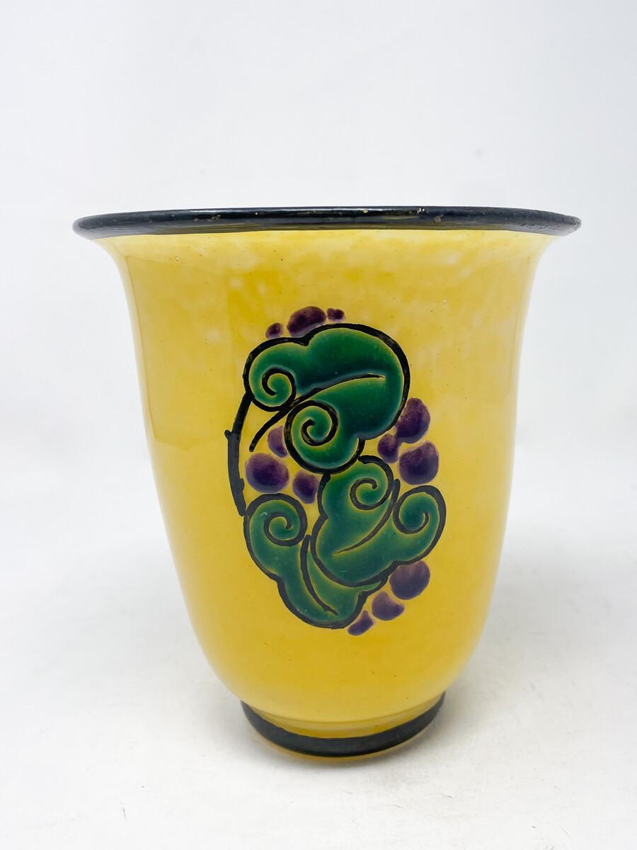Glass Vase by Marcel Goupy, Signed For Sale at 1stDibs