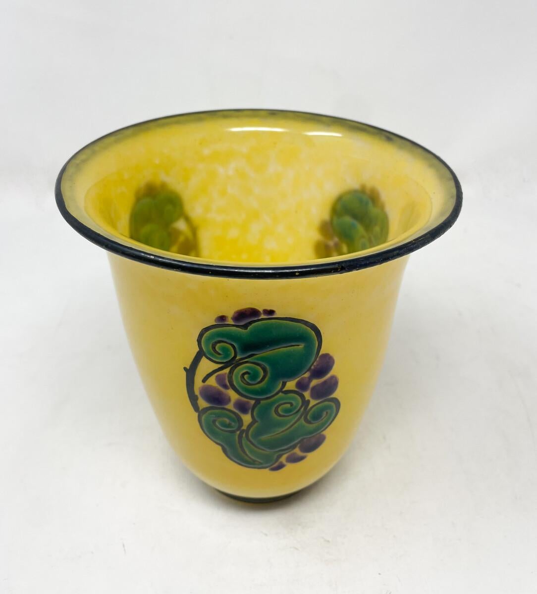 Glass Vase by Marcel Goupy, Signed For Sale at 1stDibs