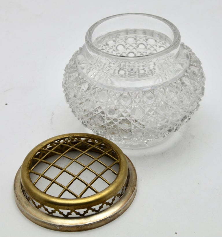 Glass Vase with Copper Floral Frog Cap Bouquetiers, 1930s at 1stDibs